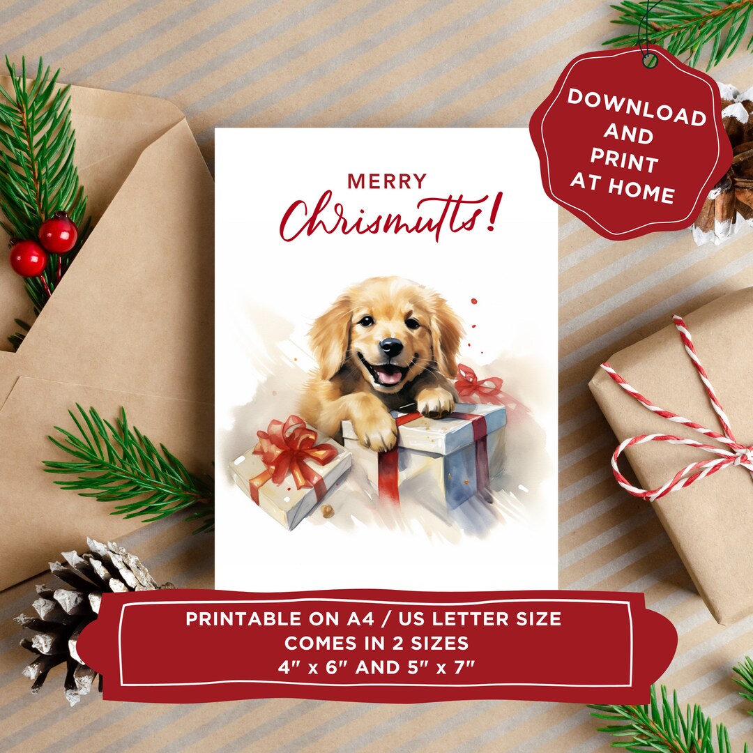 Goldie Puppy Christmas Card Digital Greeting Cute Dog Punny - Etsy