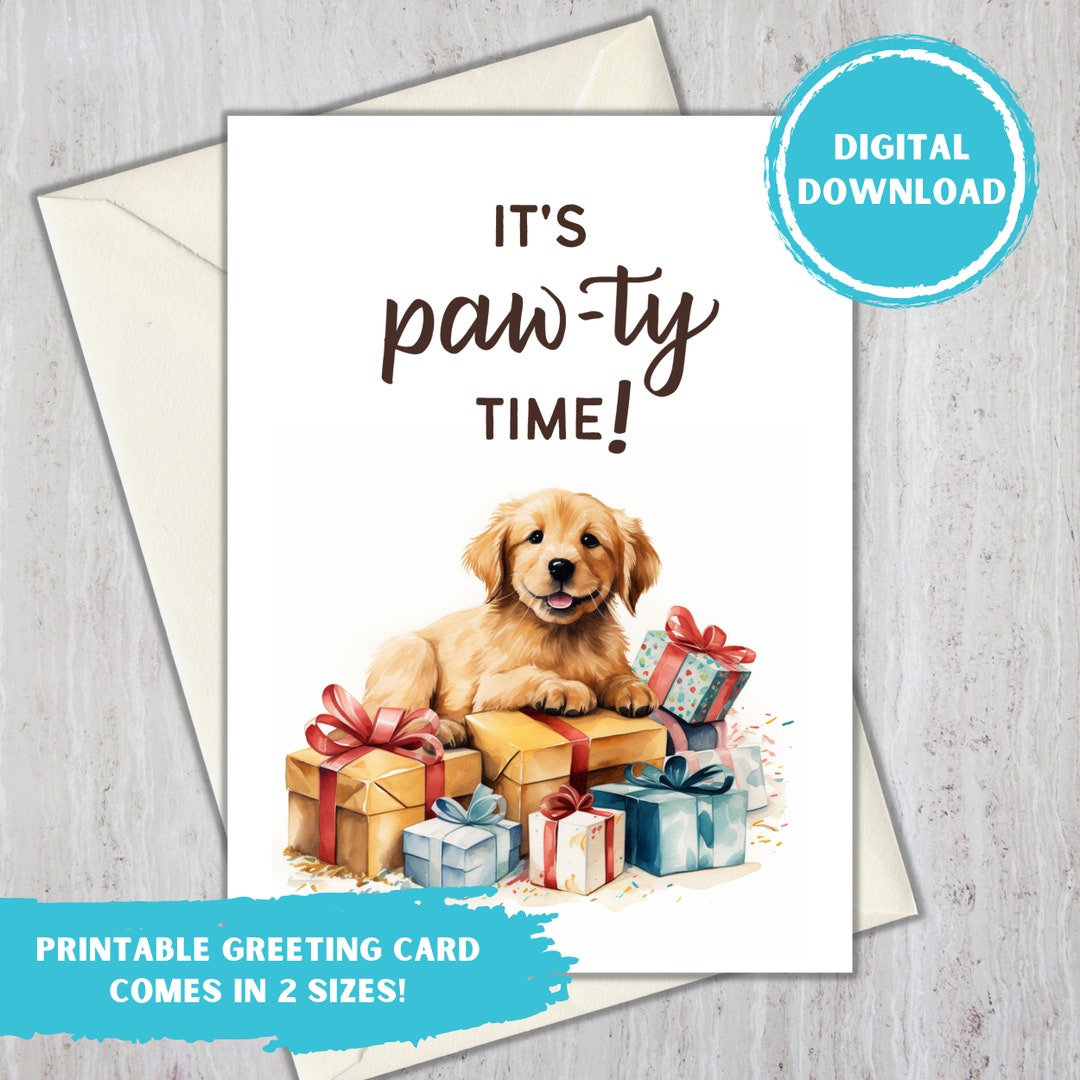 Golden Retriever Happy Birthday Digital Greeting Card, Instant ...