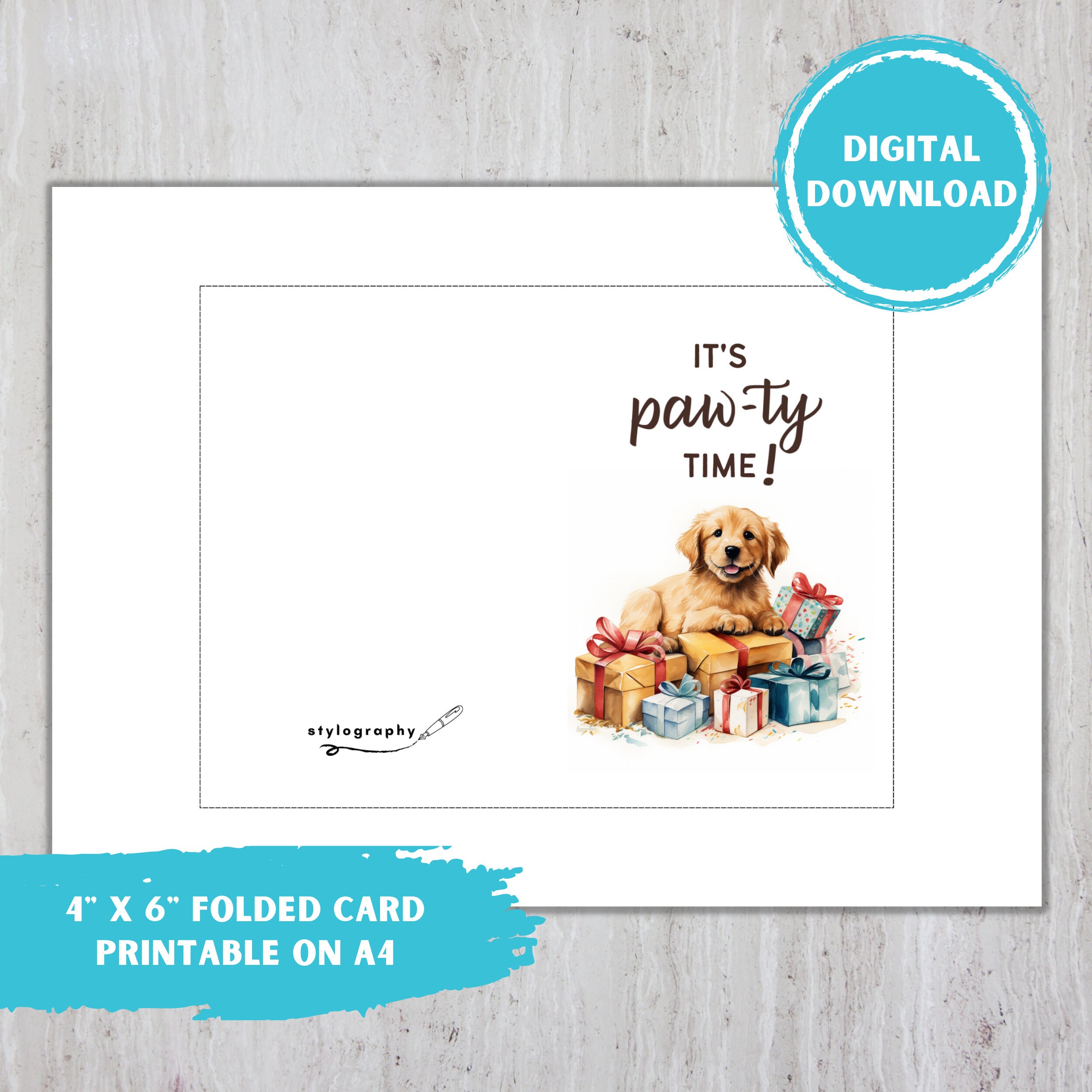 Golden Retriever Happy Birthday Digital Greeting Card, Instant ...