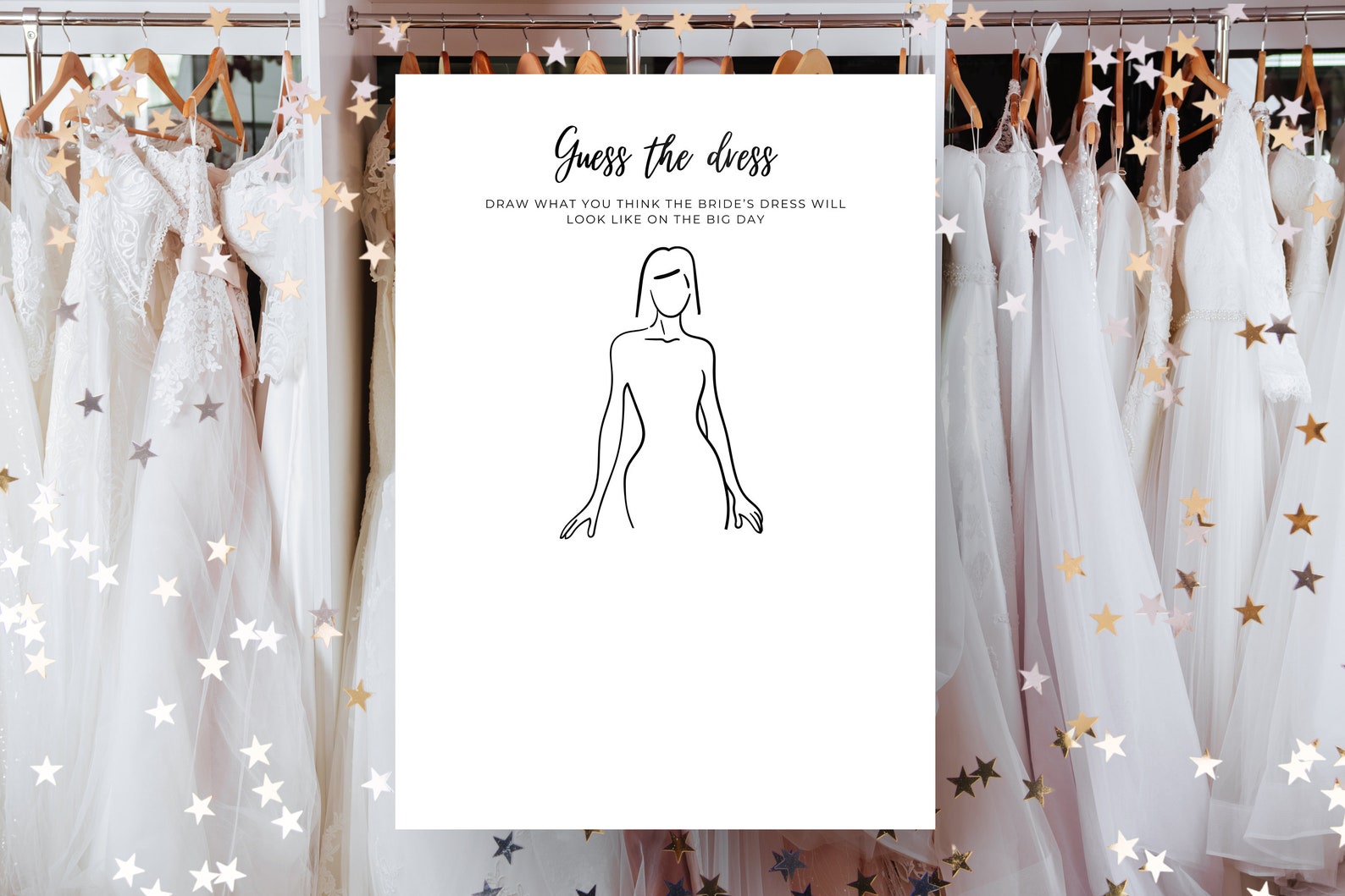 Bridal Draw the Dress Printable, Guess the Dress Wedding Game, Guess ...