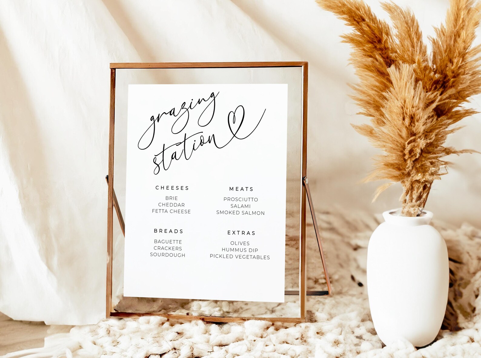 Grazing Station Sign Editable Template With Menu, Wedding Table Sign ...