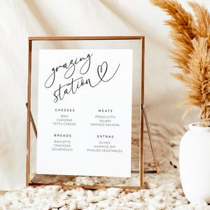 Grazing Station Sign Editable Template With Menu, Wedding Table Sign ...