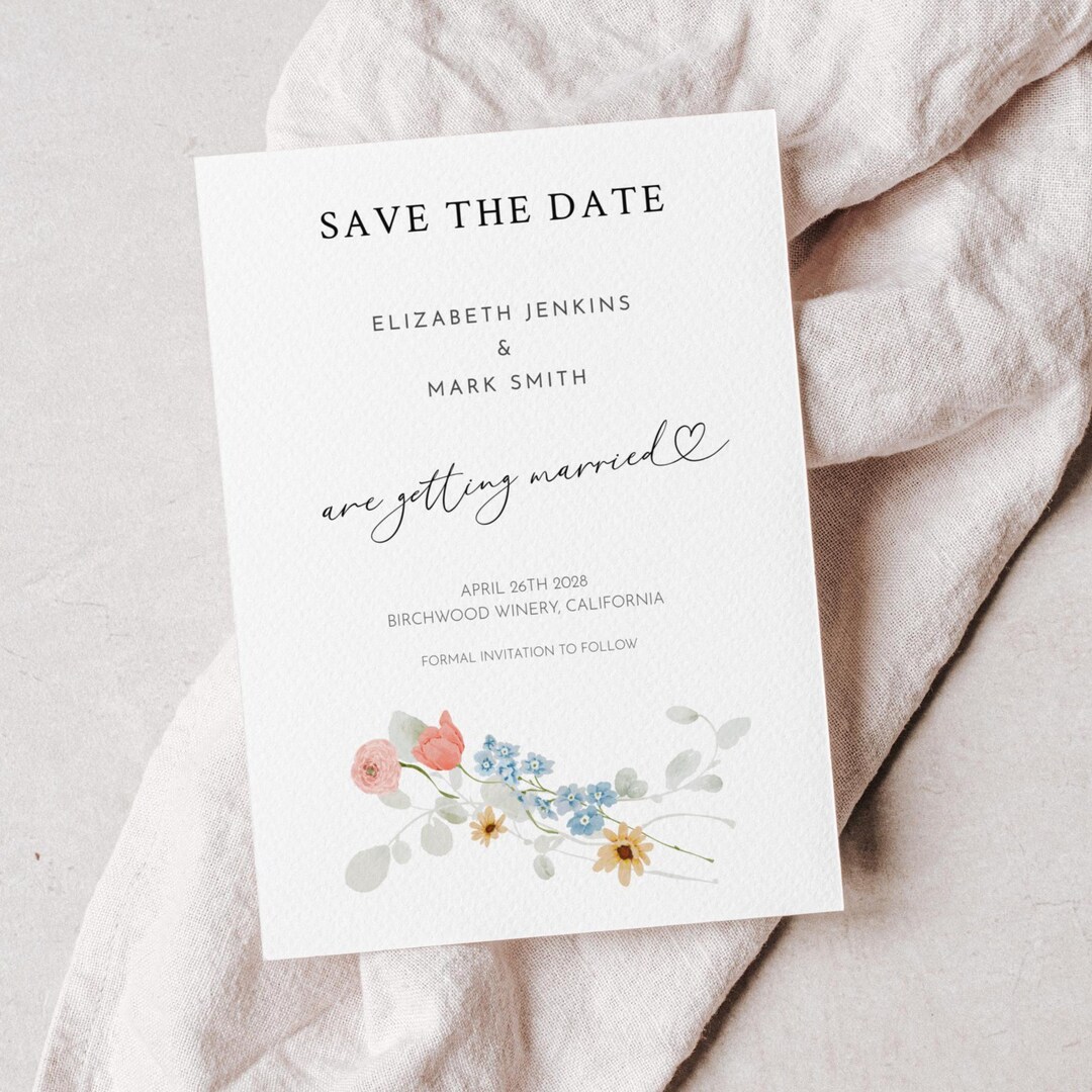 Simple Wedding Save the Dates, Minimal Save the Date Template, Save the ...