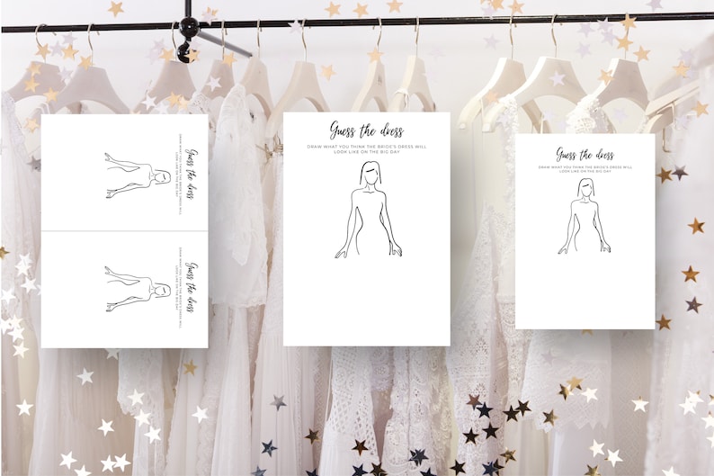 Bridal Draw the Dress Printable, Guess the Dress Wedding Game, Guess ...