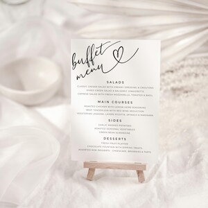 Food Menu Buffet Sign Wedding, Wedding Buffet Menu Template, Editable ...