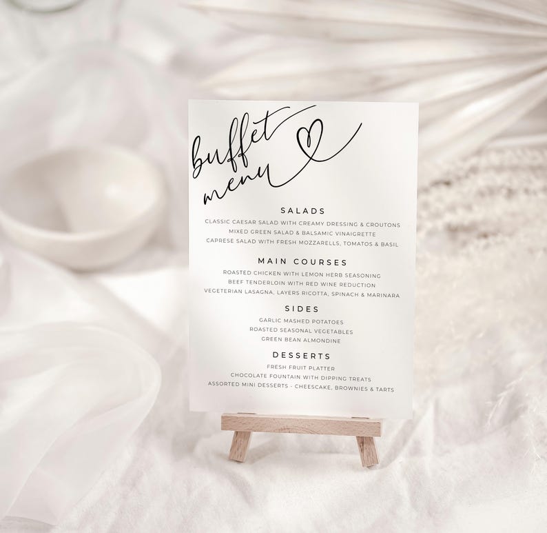 Food Menu Buffet Sign Wedding, Wedding Buffet Menu Template, Editable ...