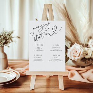 Grazing Station Sign Editable Template With Menu, Wedding Table Sign ...