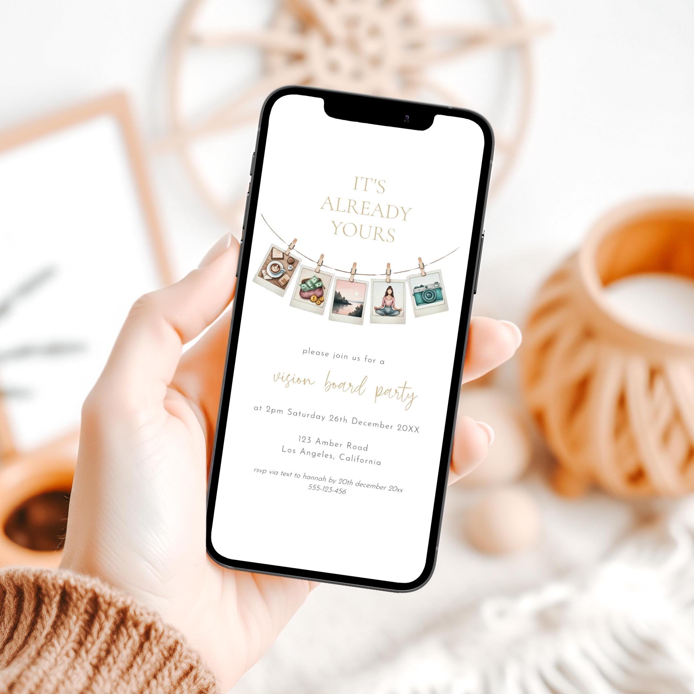 Vision Board Party Invitation, Goal Setting Visionboard Workshop, Dream ...