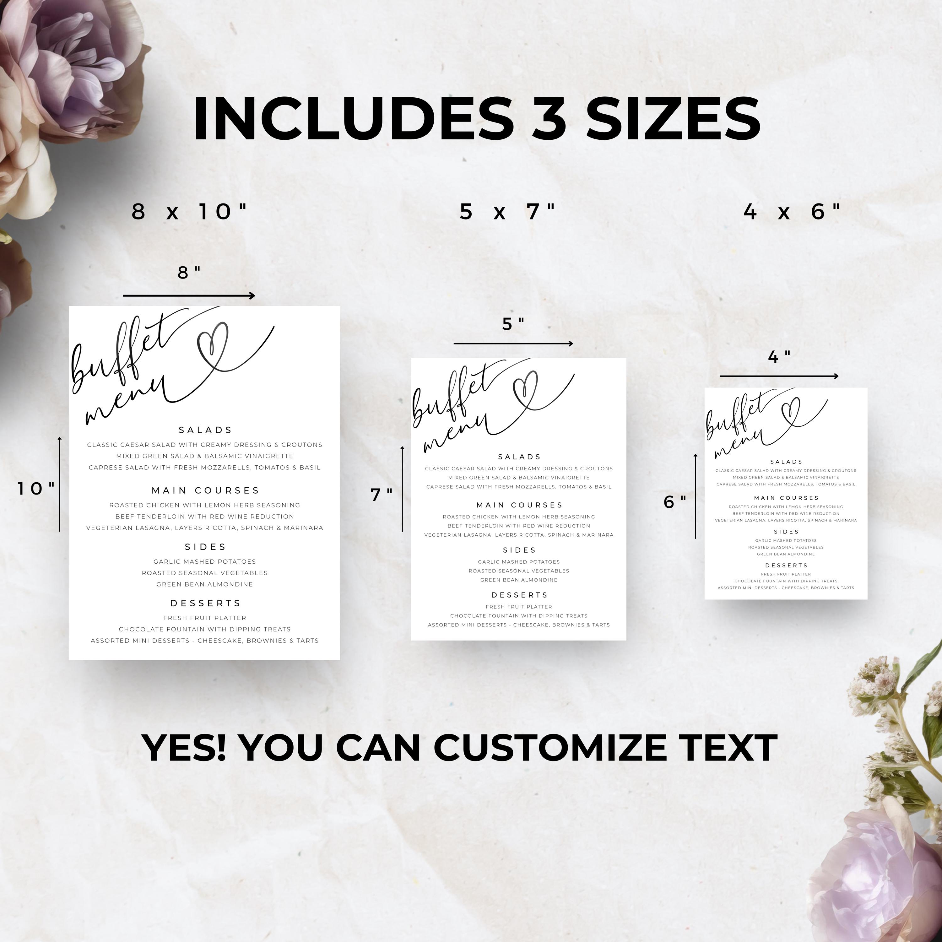 Wedding Buffet Menu Template, Food Menu Buffet Sign Wedding, Editable ...
