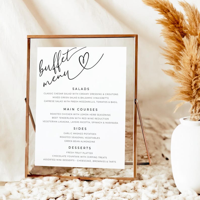 Wedding Buffet Menu Template, Food Menu Buffet Sign Wedding, Editable ...