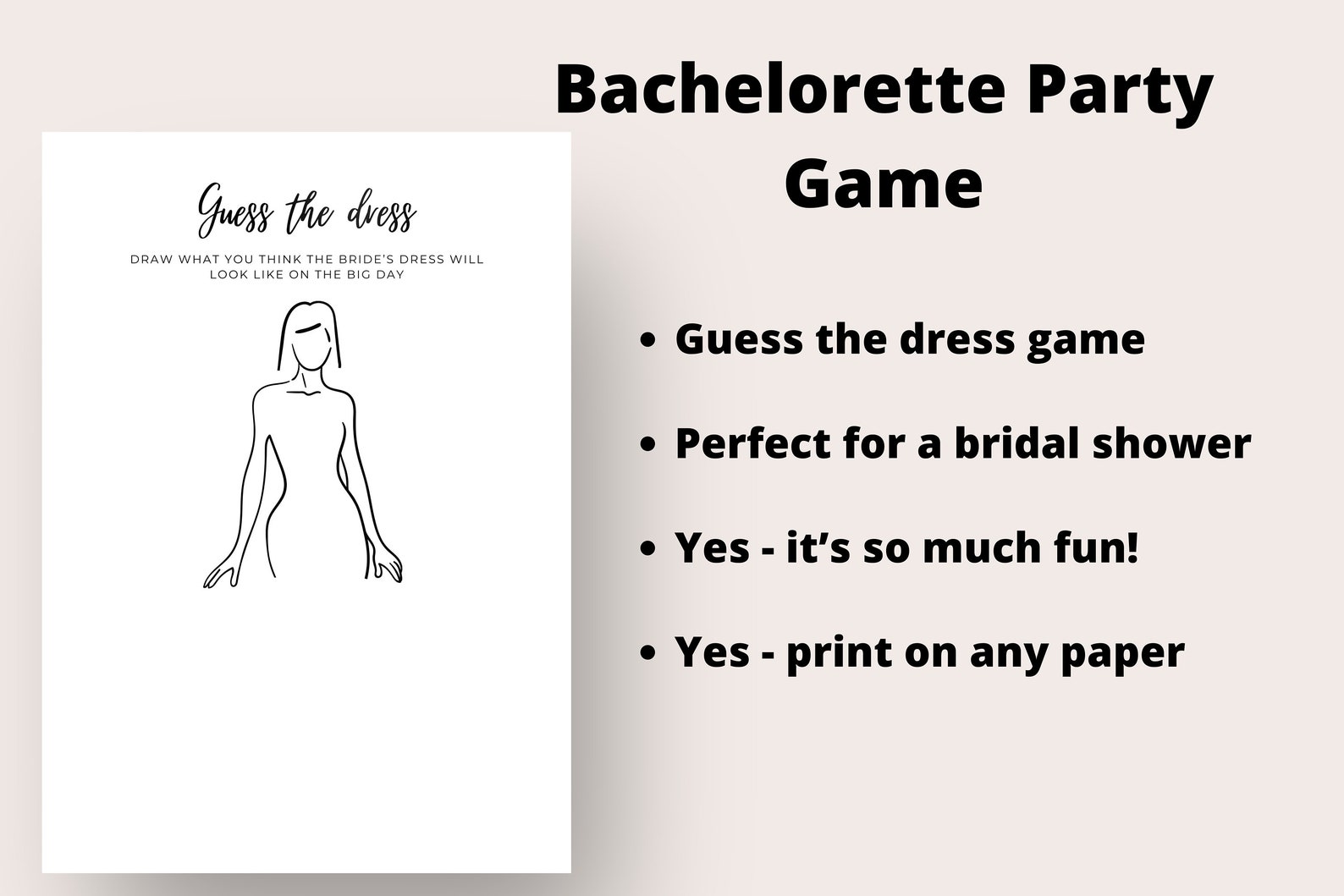 Bridal Draw the Dress Printable, Guess the Dress Wedding Game, Guess ...