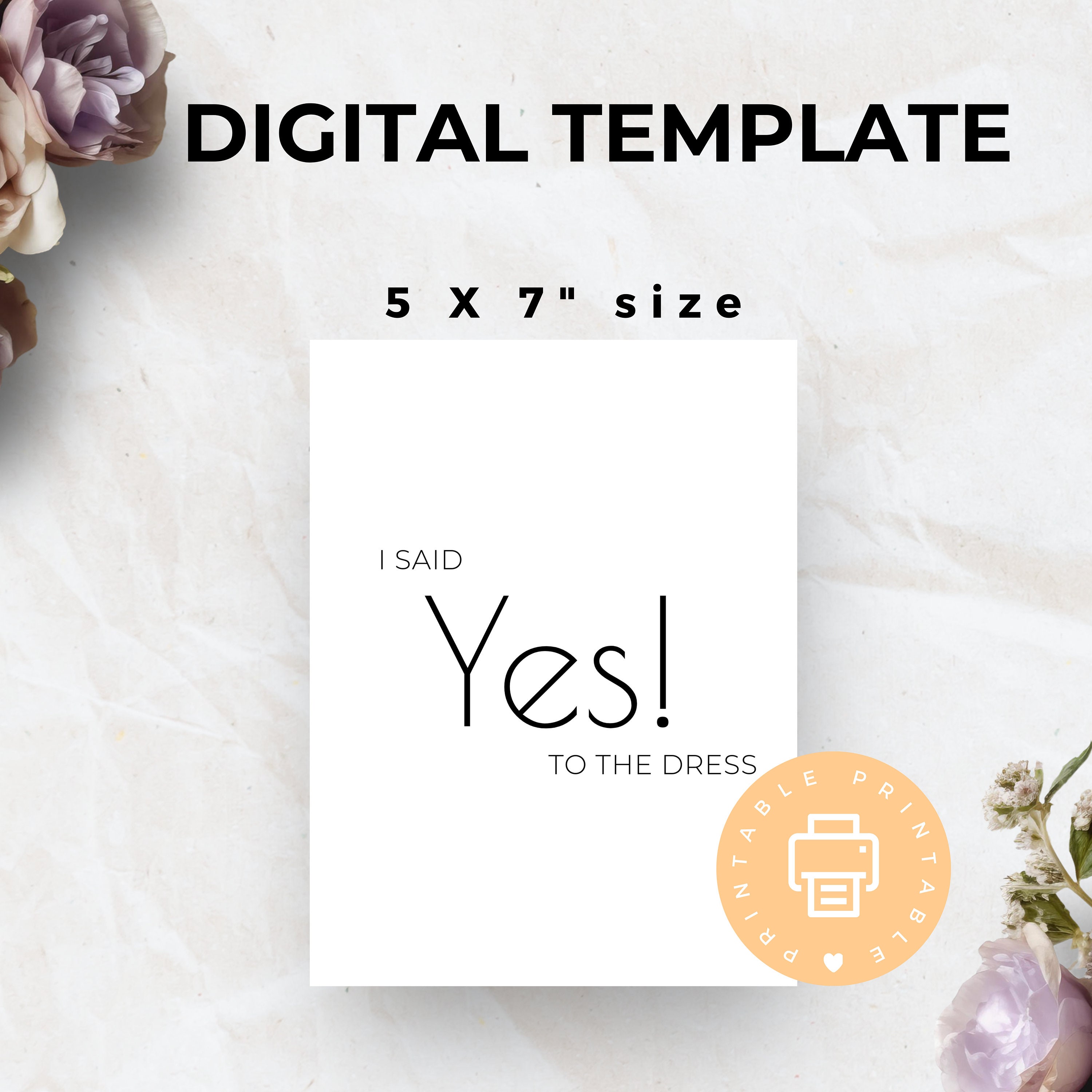 Minimal Say Yes to the Dress Sign, Wedding Dress or Bridal Dress ...