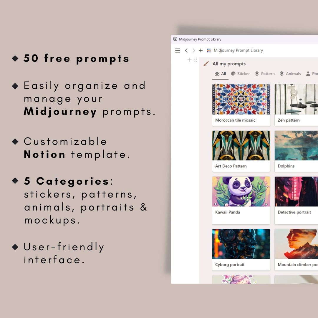 2024 Ultimate Notion Template for Midjourney Prompts: Organize Your Creative Journey With 50 ...