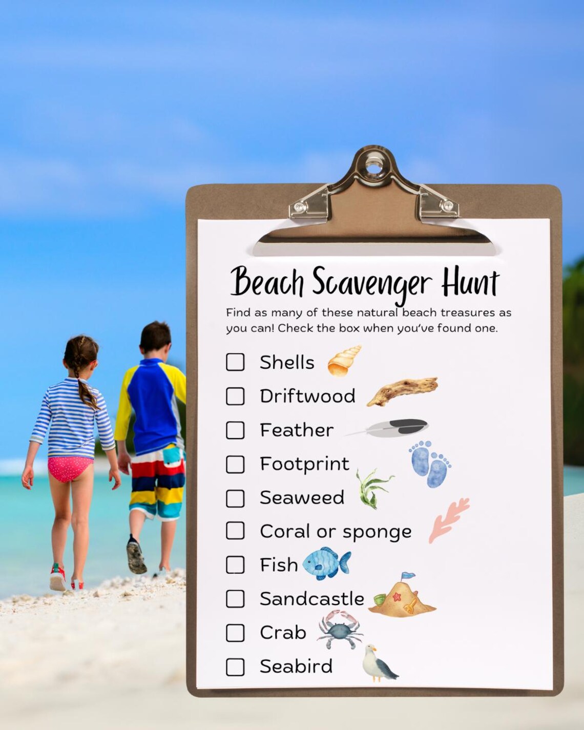 Beach Scavenger Hunt Printable - Fun Nature Activity for Kids - Beach ...