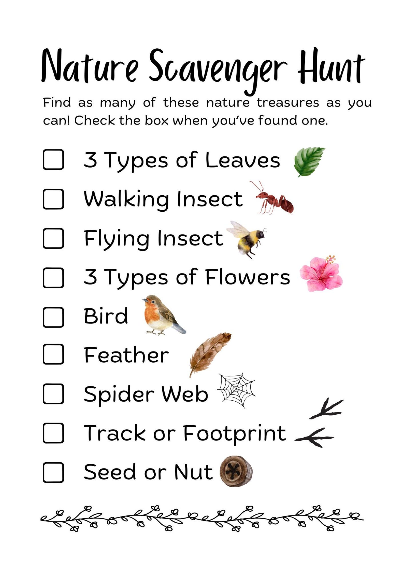 Nature Scavenger Hunt for Kids - Printable Outdoor Activity - Fun ...