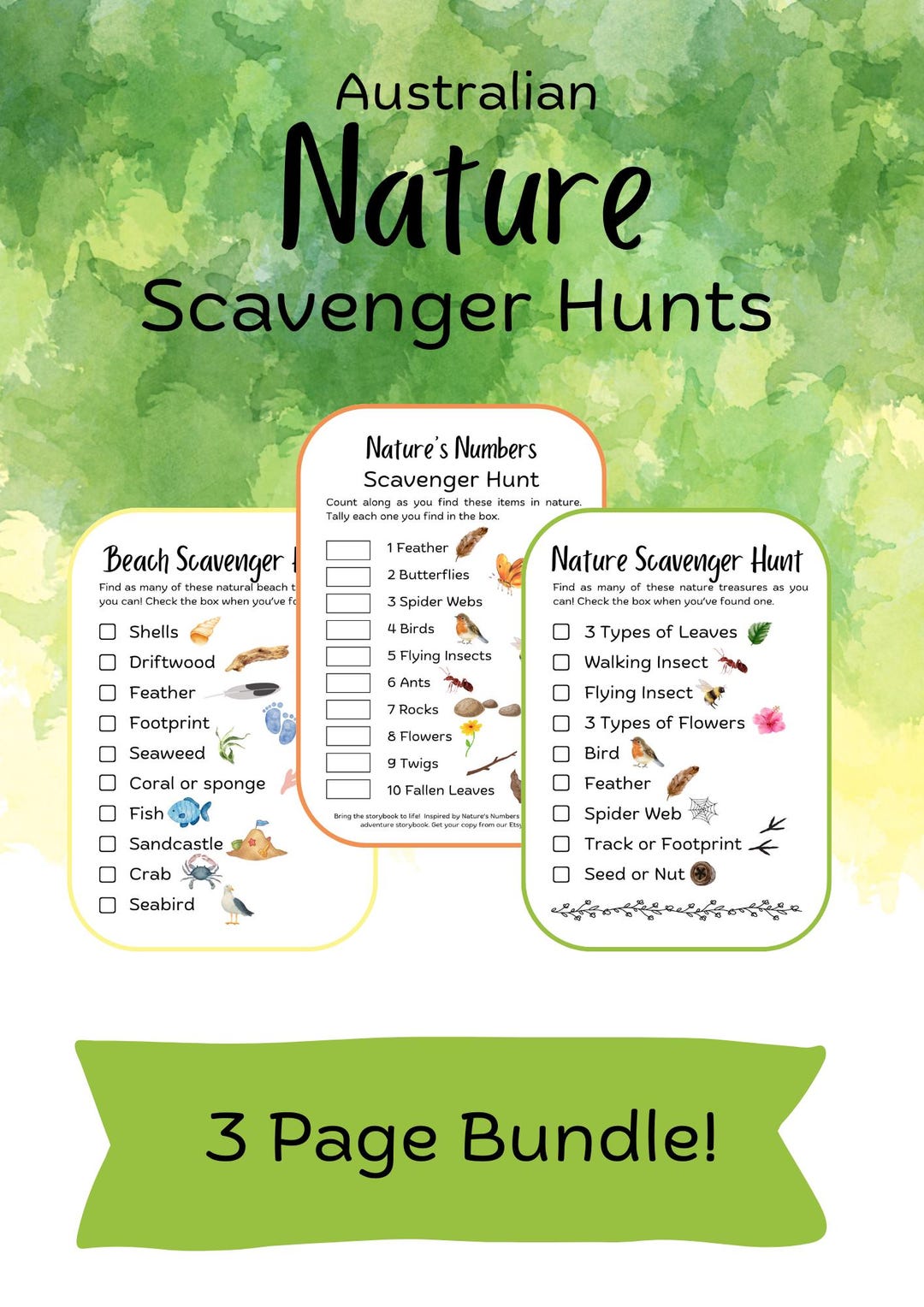 Nature Scavenger Hunt Bundle – Beach, Forest, & Backyard Themes ...