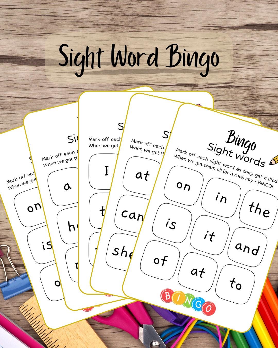 Sight Word Bingo Printable – First 20 Sight Words – Australian ...