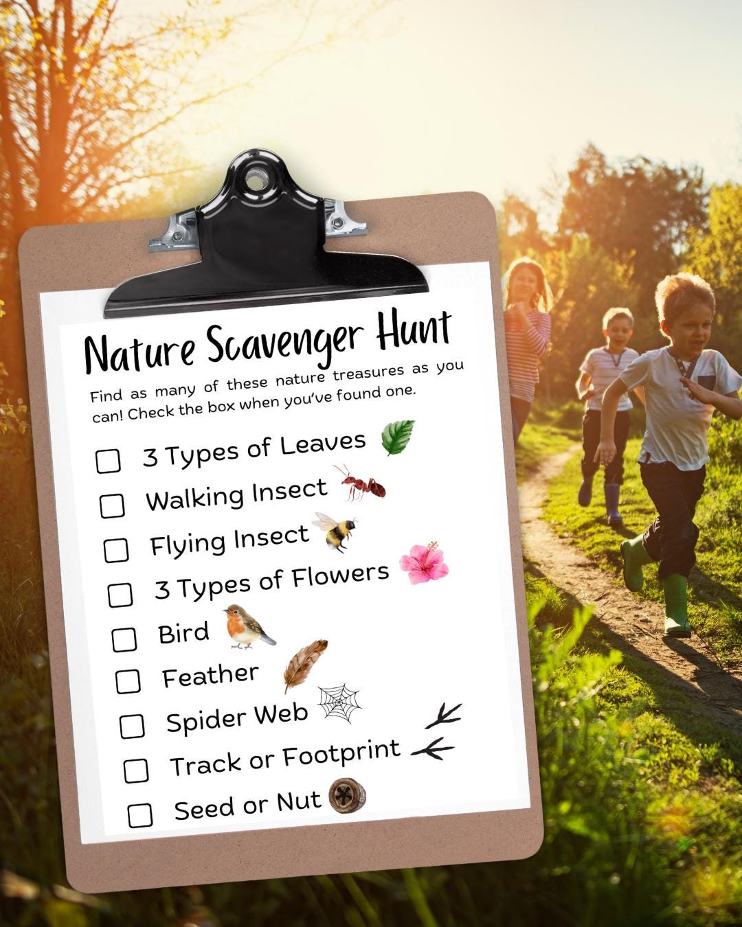 Nature Scavenger Hunt for Kids - Printable Outdoor Activity - Fun ...