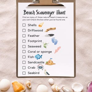 Beach Scavenger Hunt Printable - Fun Nature Activity for Kids - Beach ...