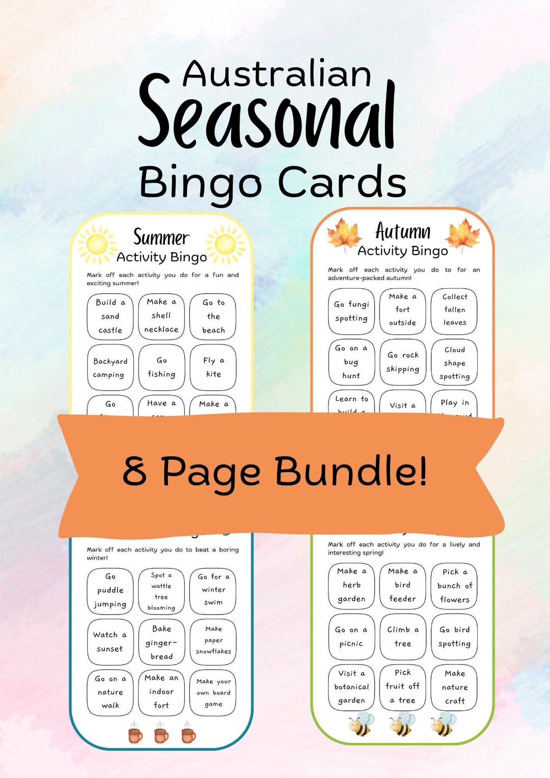 Australian Seasonal Bundle - Printable Nature Activity Bingo ...