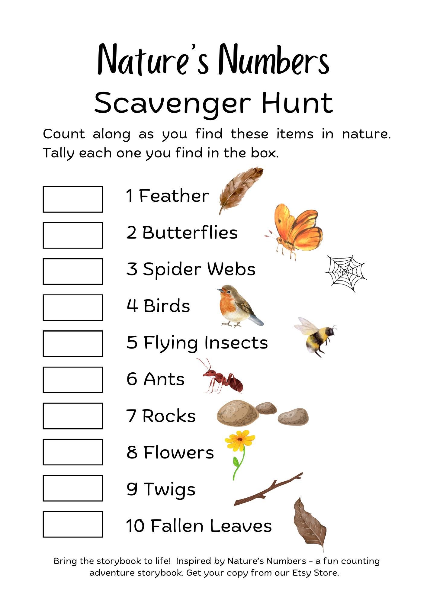 Nature's Numbers Scavenger Hunt - Printable Outdoor Activity - Early ...