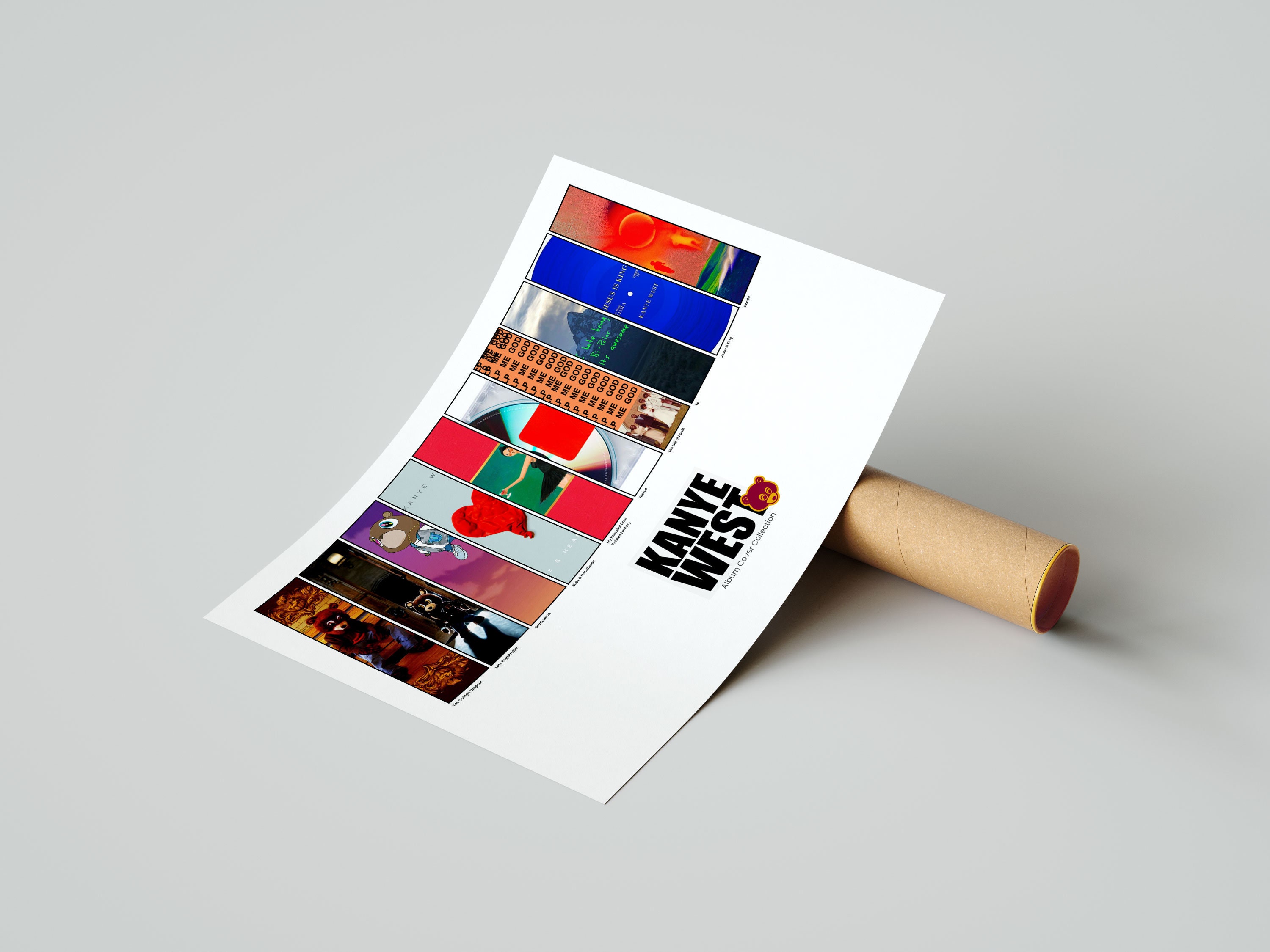 KANYE WEST Poster Print Album Covers in HD Yeezy Yeezus Wall Art Donda ...