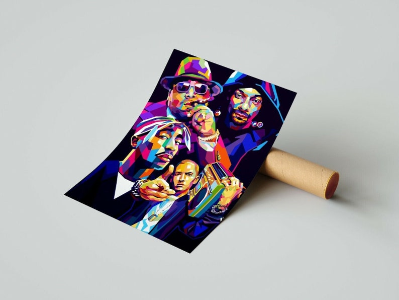 BIGGIE 2PAC Snoop Dogg & Eminem Poster Print Hip Hop Rapper Graphic ...