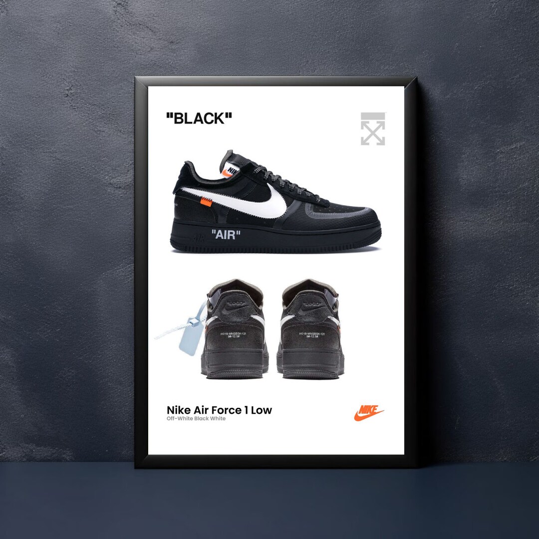 Nike Air Force 1 Low Off-white Black White Wall Art Poster Painting ...