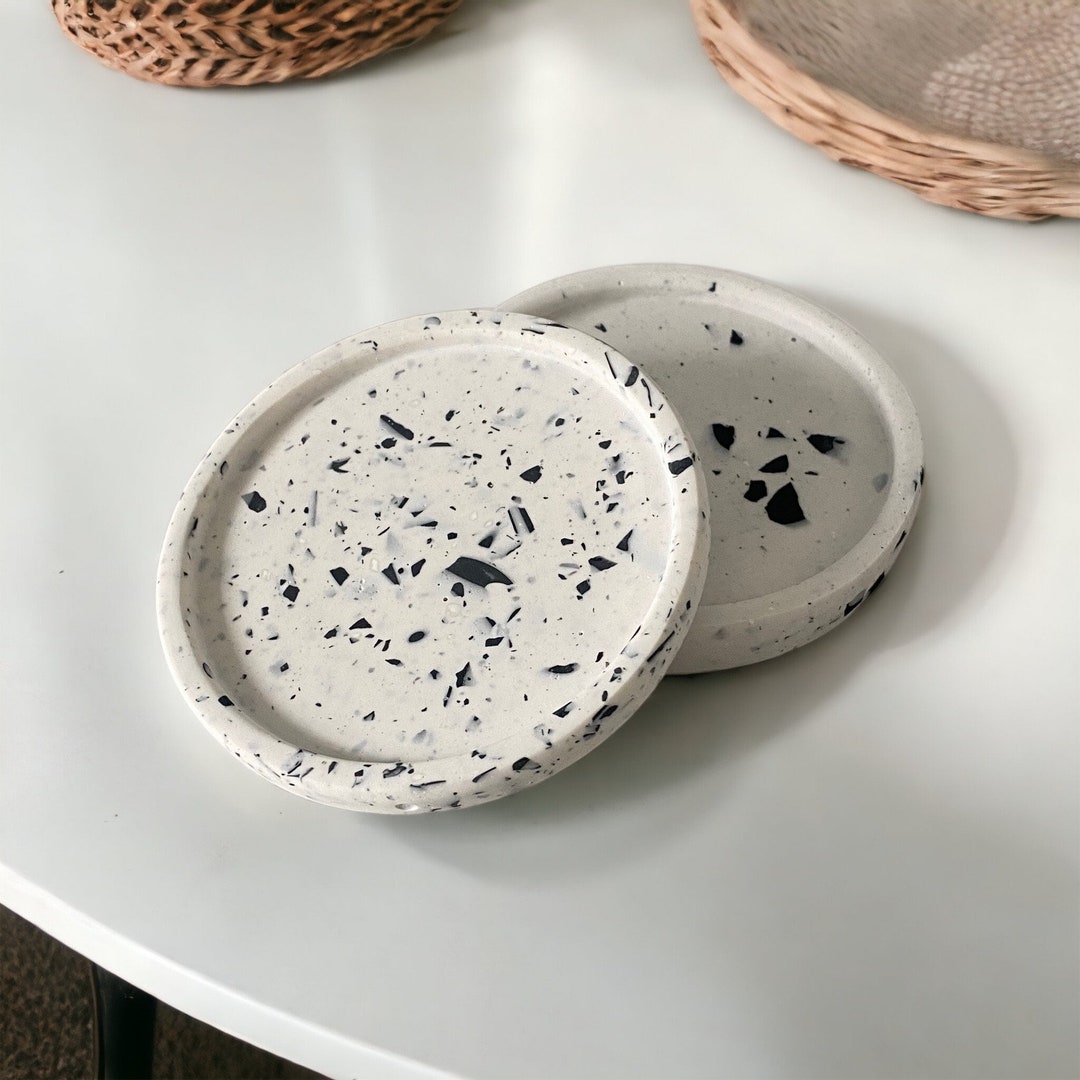 Round Terrazzo Circular Jesmonite Coaster Dish Multiple Colours Tray ...