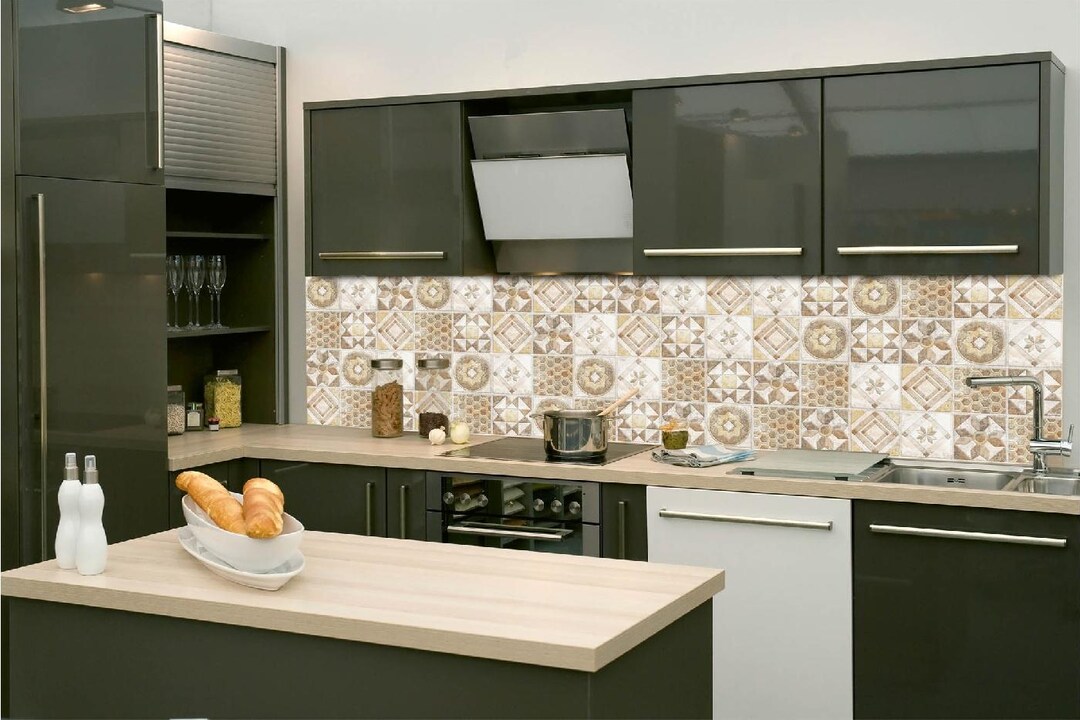 Self-adhesive Splashback - Beige Tiles | Kitchen | Decoration | Premium ...