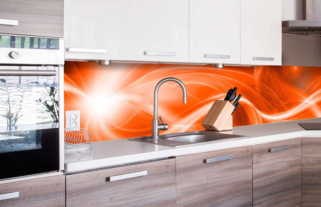 Self-adhesive Splashback - Orange Abstract | Kitchen | Decoration ...