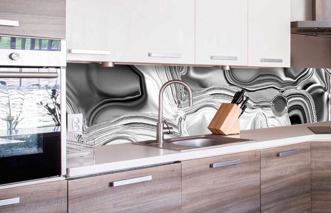 Self-adhesive Splashback - Liquid Chrome Silver | Kitchen | Decoration ...