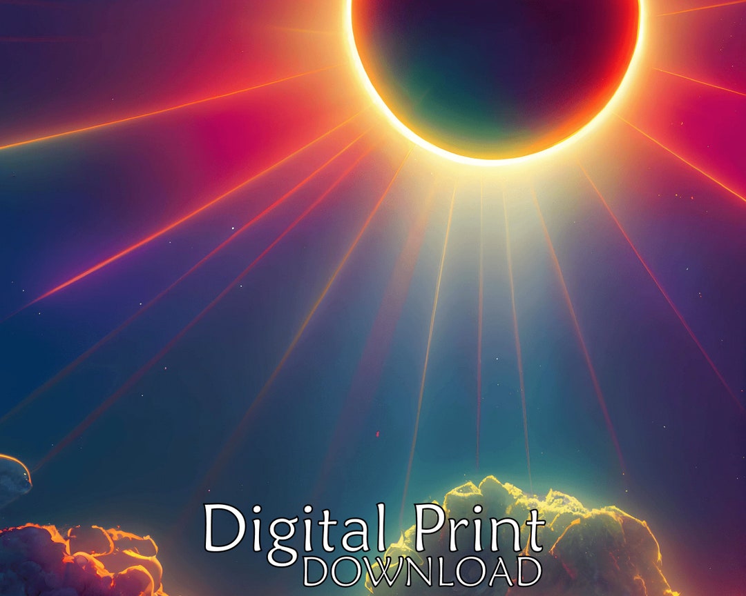 Solar Eclipse Printable Art Home Poster Wall Art Colorful Solar Eclipse ...
