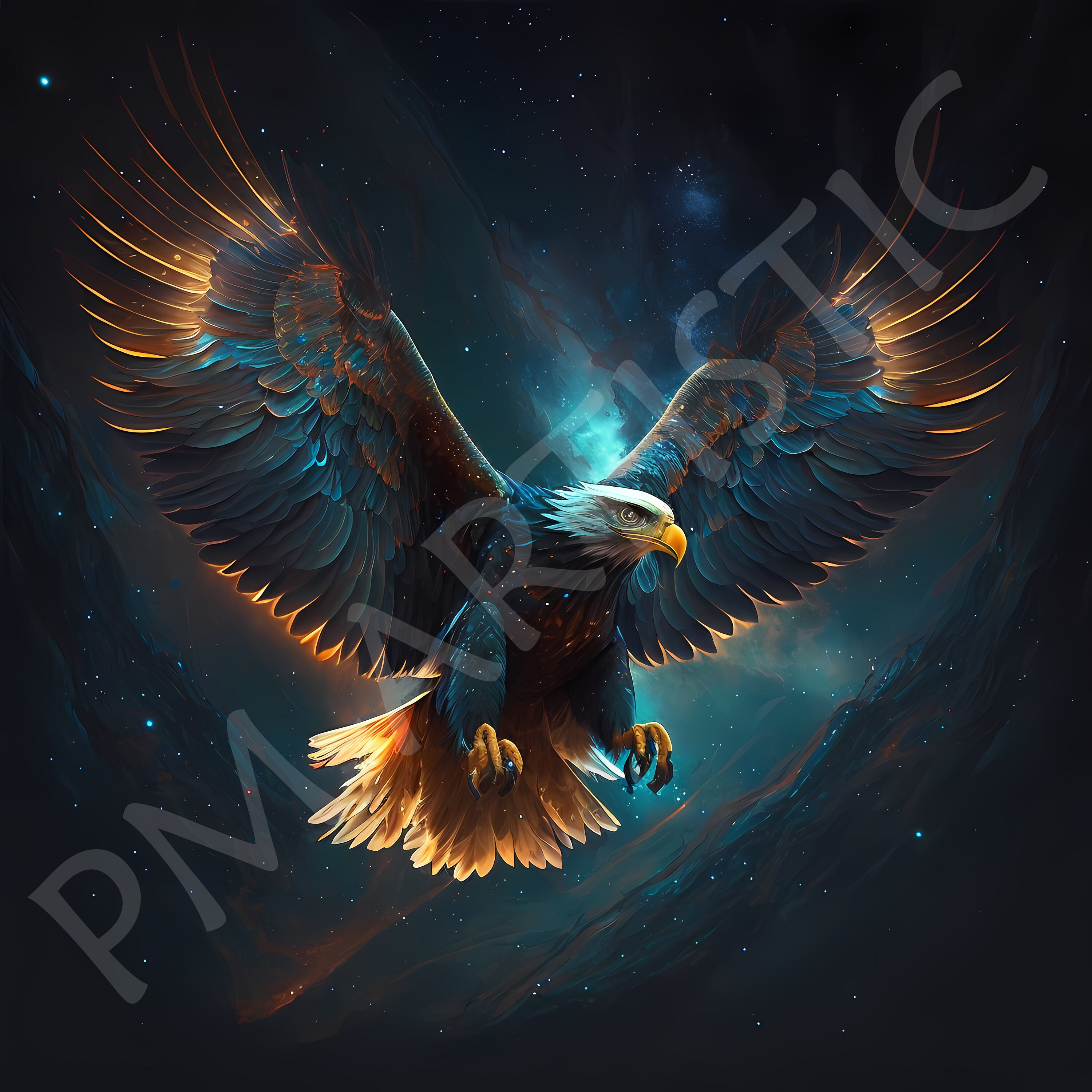Mythic Space Eagle Digital Painting Print Art Digital File Illustration ...