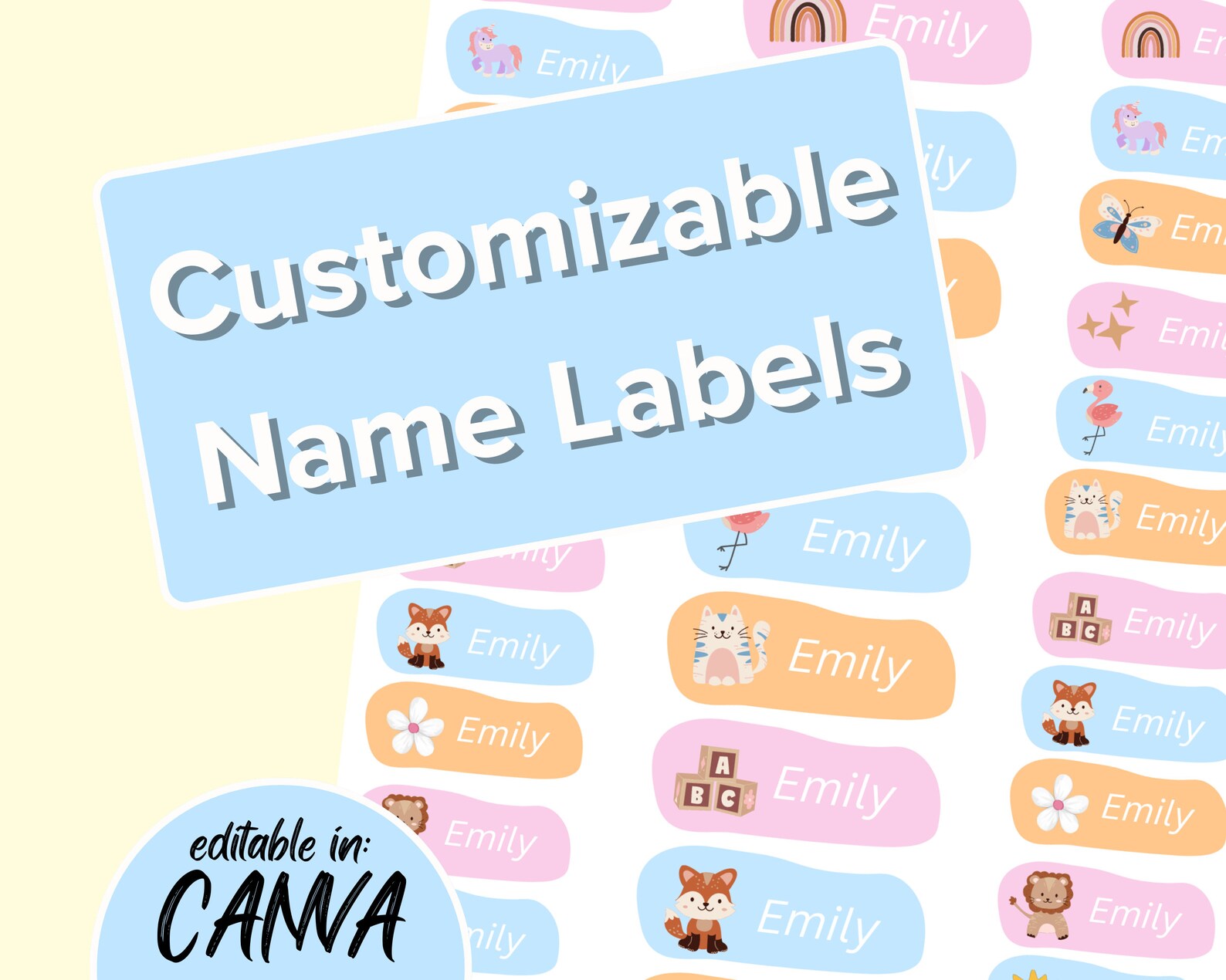 Customizable School Supply Labels Personalized Name Labels for School ...