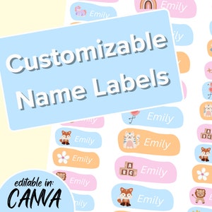 Customizable School Supply Labels Personalized Name Labels for School ...