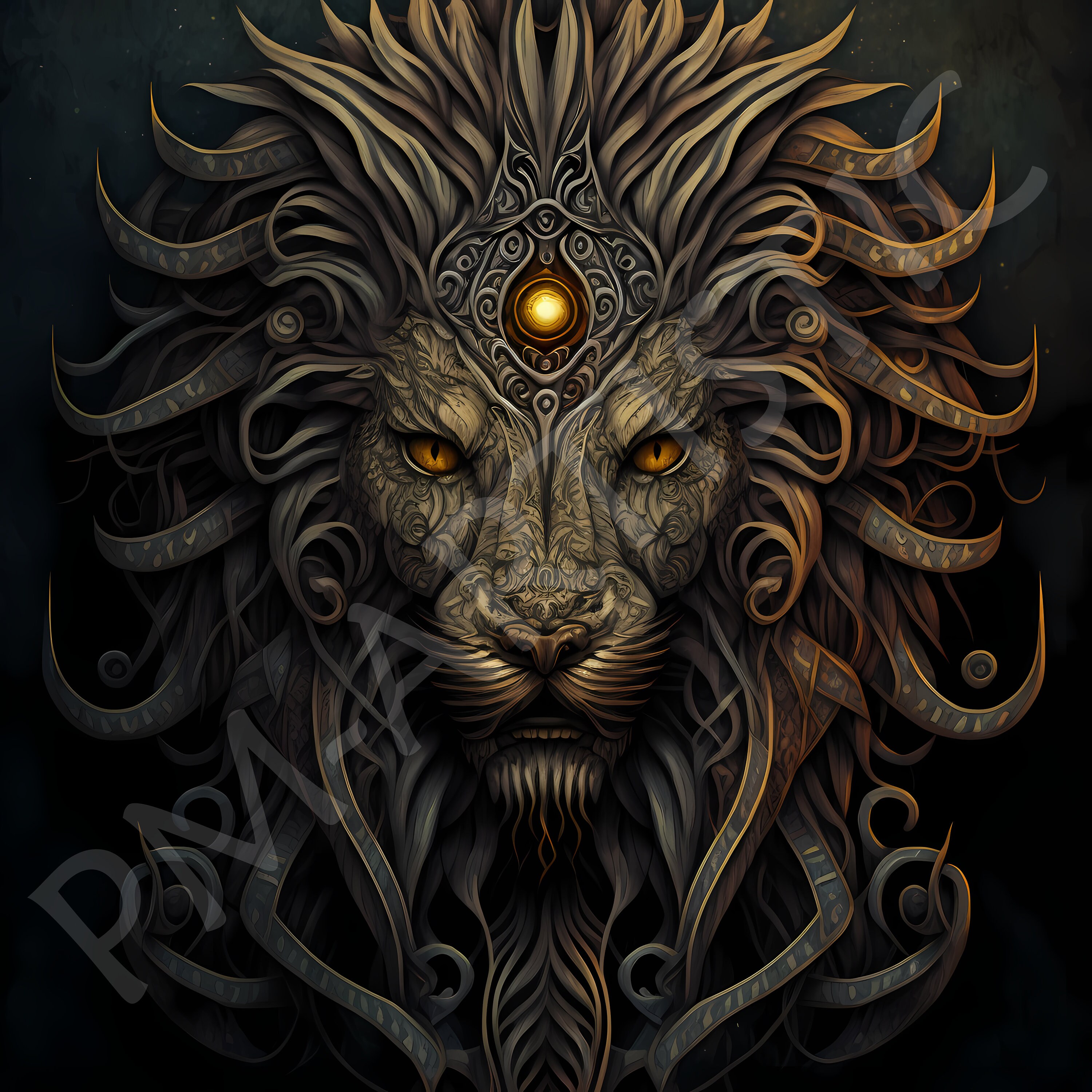 Majestic Lion Medallion Printable Wall Art Instant Download Print at ...