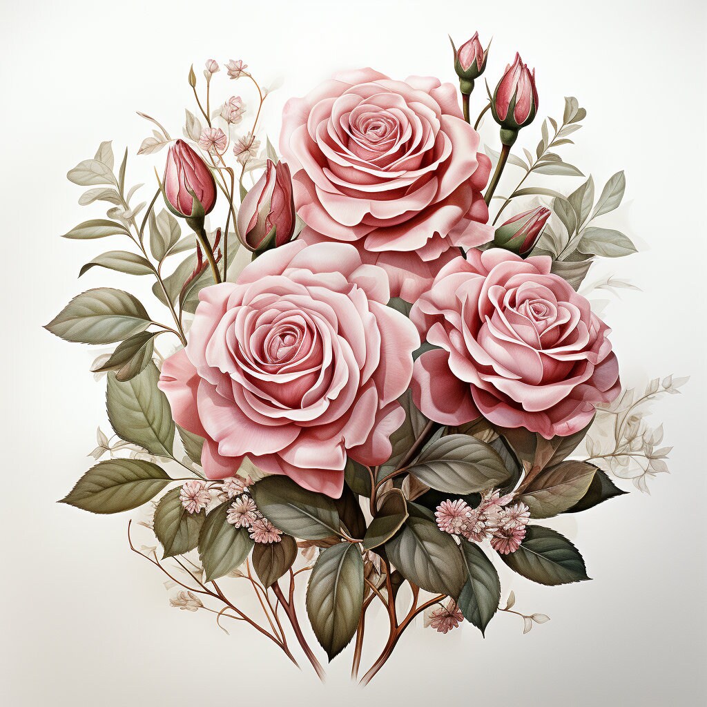 Colorful Rose Flowers Clip Art Bundle 20 High-quality PNG Files Instant ...