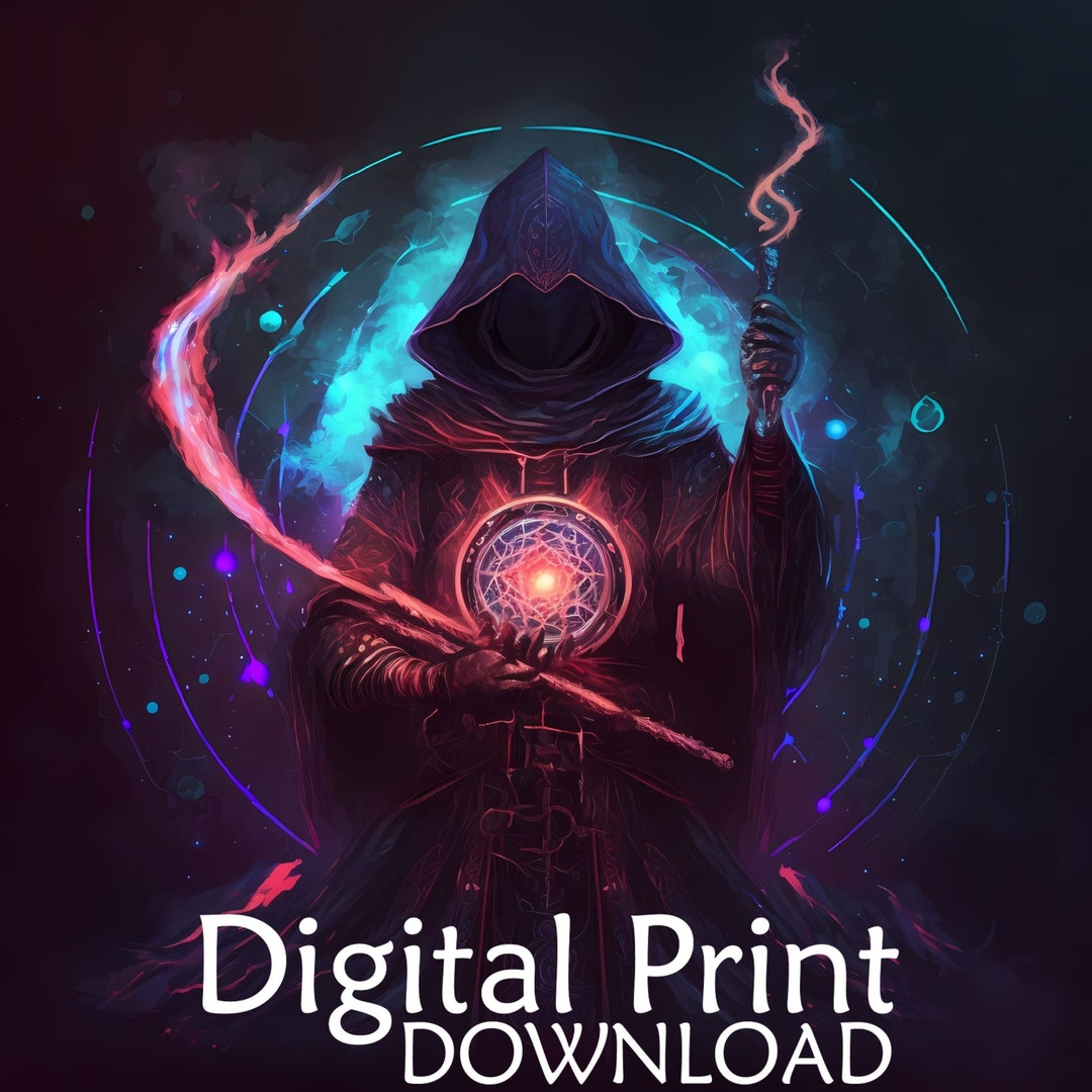 Dark Wizard Fantasy Magic Printable Wall Art Instant Download Dark ...