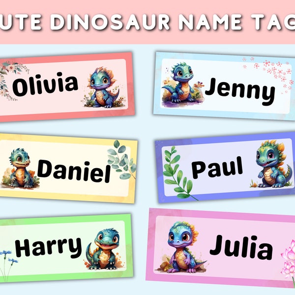 Dinosaur Name Tags - Etsy