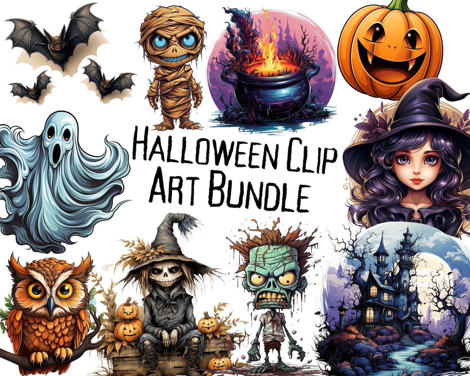 Halloween Clip Art Elements Bundle 300 DPI Clip Art PNG 4096x4096 Px ...