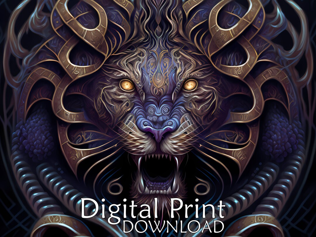 Majestic Wild Lion Medallion Printable Wall Art Instant Download Print ...