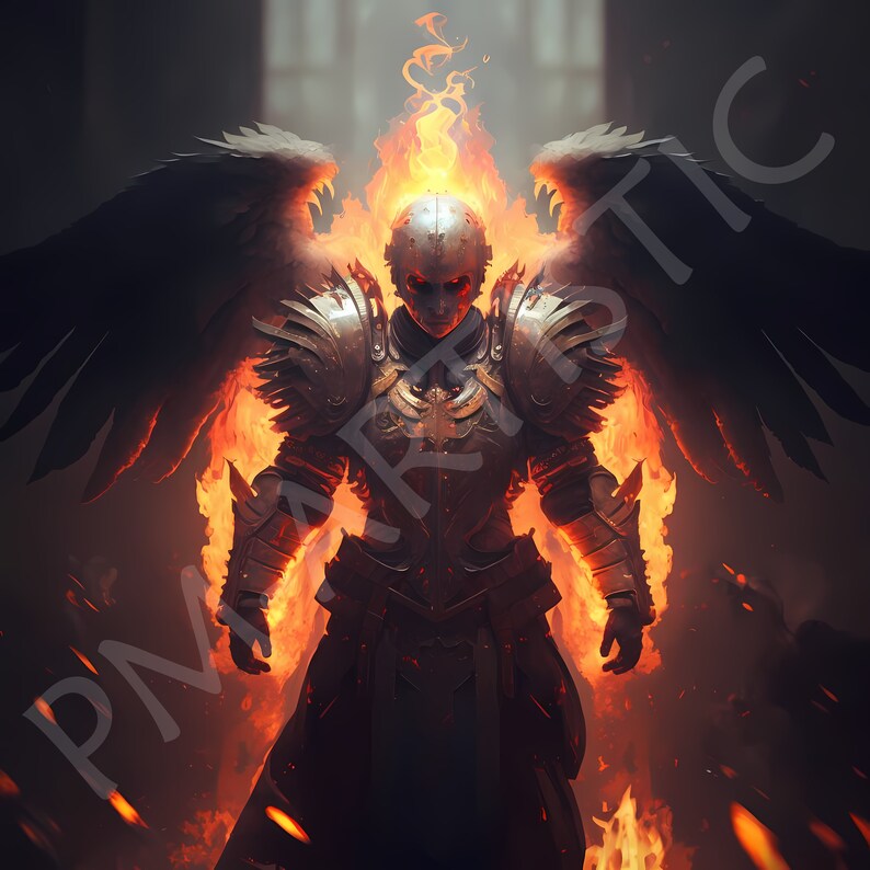 Flaming Wings Death Angel Printable Wall Art Instant Download Print at ...
