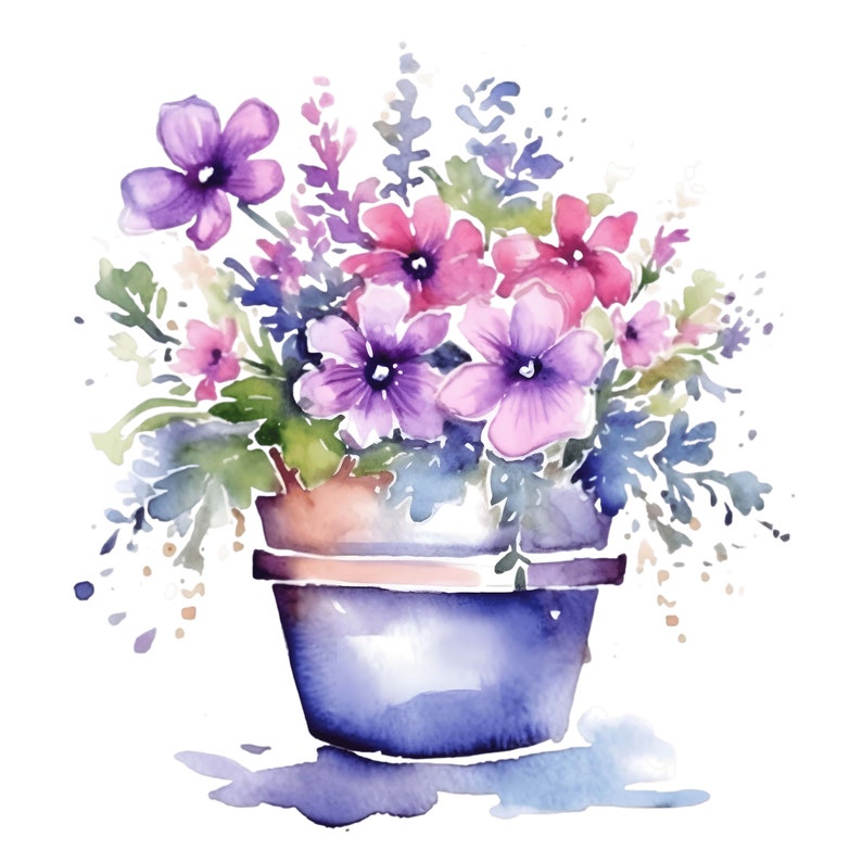 Flower Pot Watercolor Clip Art Bundle 20 High-quality PNG - Etsy