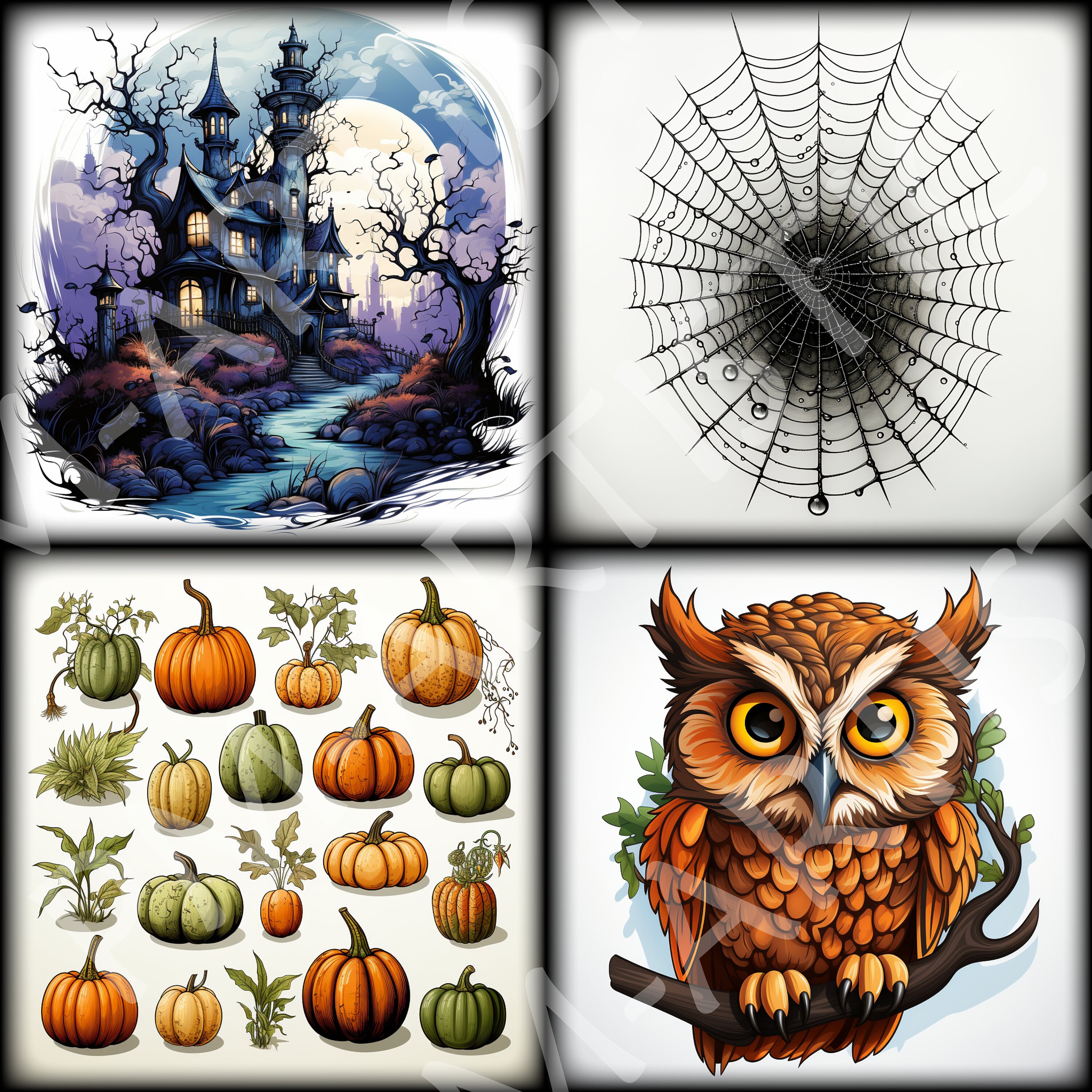 Halloween Clip Art Elements Bundle 300 DPI Clip Art PNG 4096x4096 Px ...
