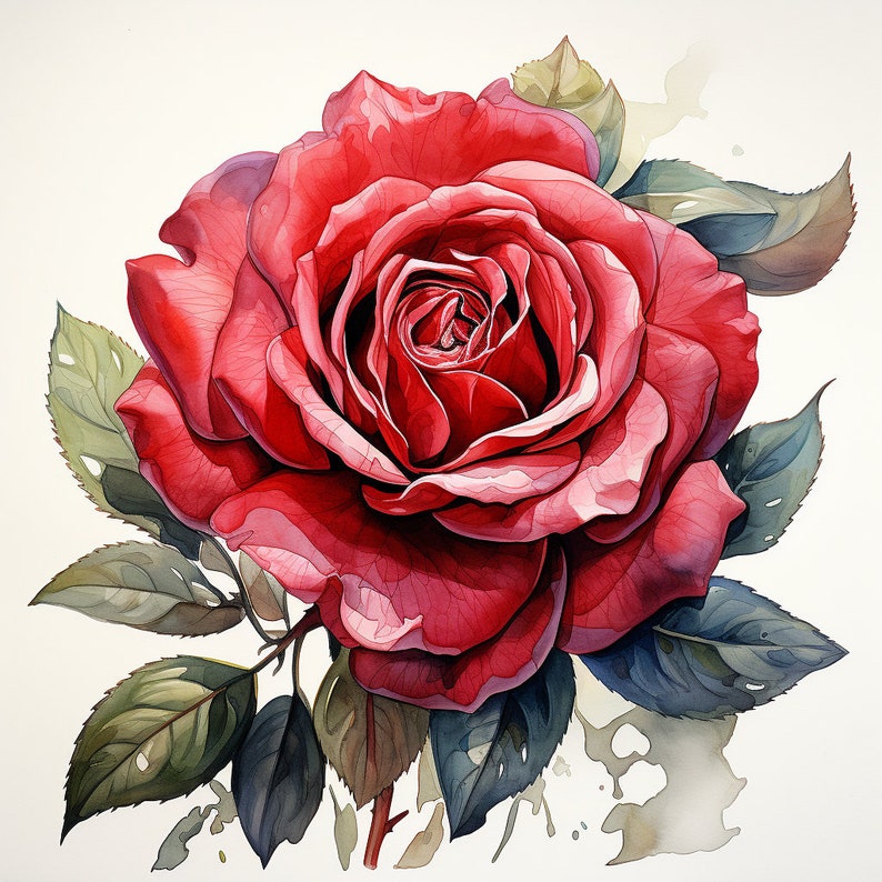 Colorful Rose Flowers Clip Art Bundle 20 High-quality PNG Files Instant ...