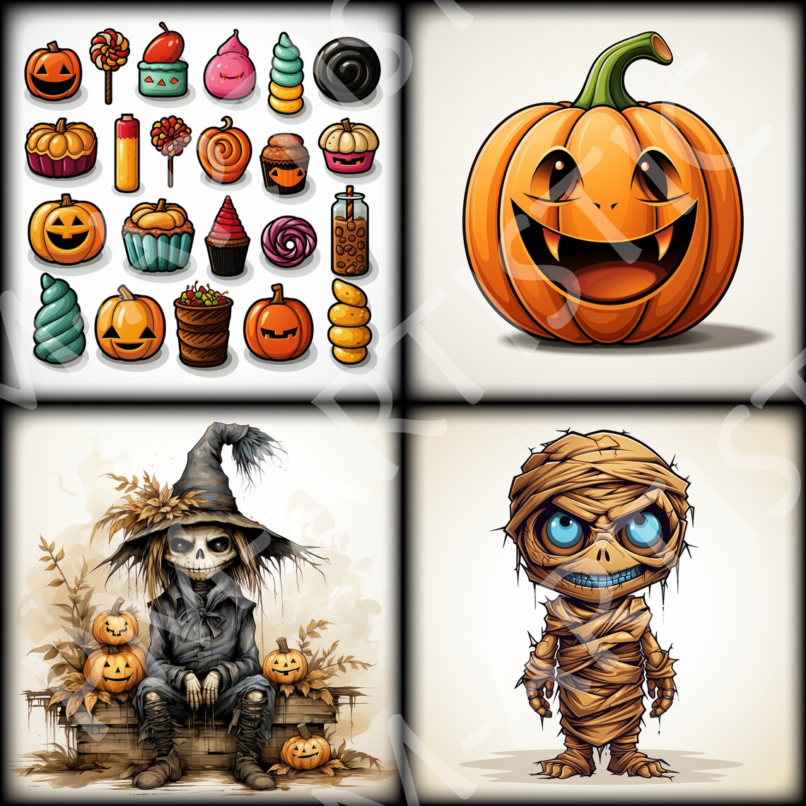 Halloween Clip Art Elements Bundle 300 DPI Clip Art PNG 4096x4096 Px ...