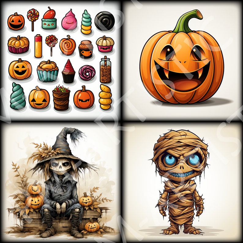Halloween Clip Art Elements Bundle 300 DPI Clip Art PNG 4096x4096 Px ...