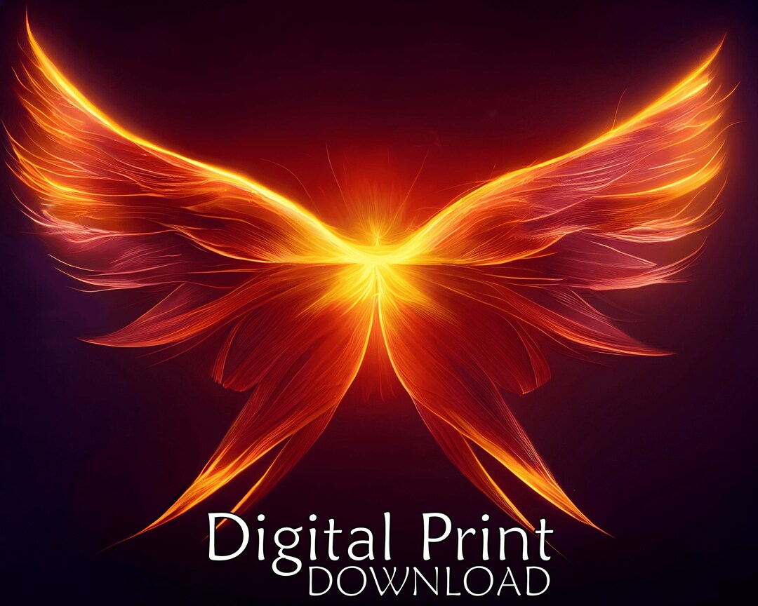 Phoenix Rising Glowing Firebird Digital Wall Art Majestic Phoenix ...