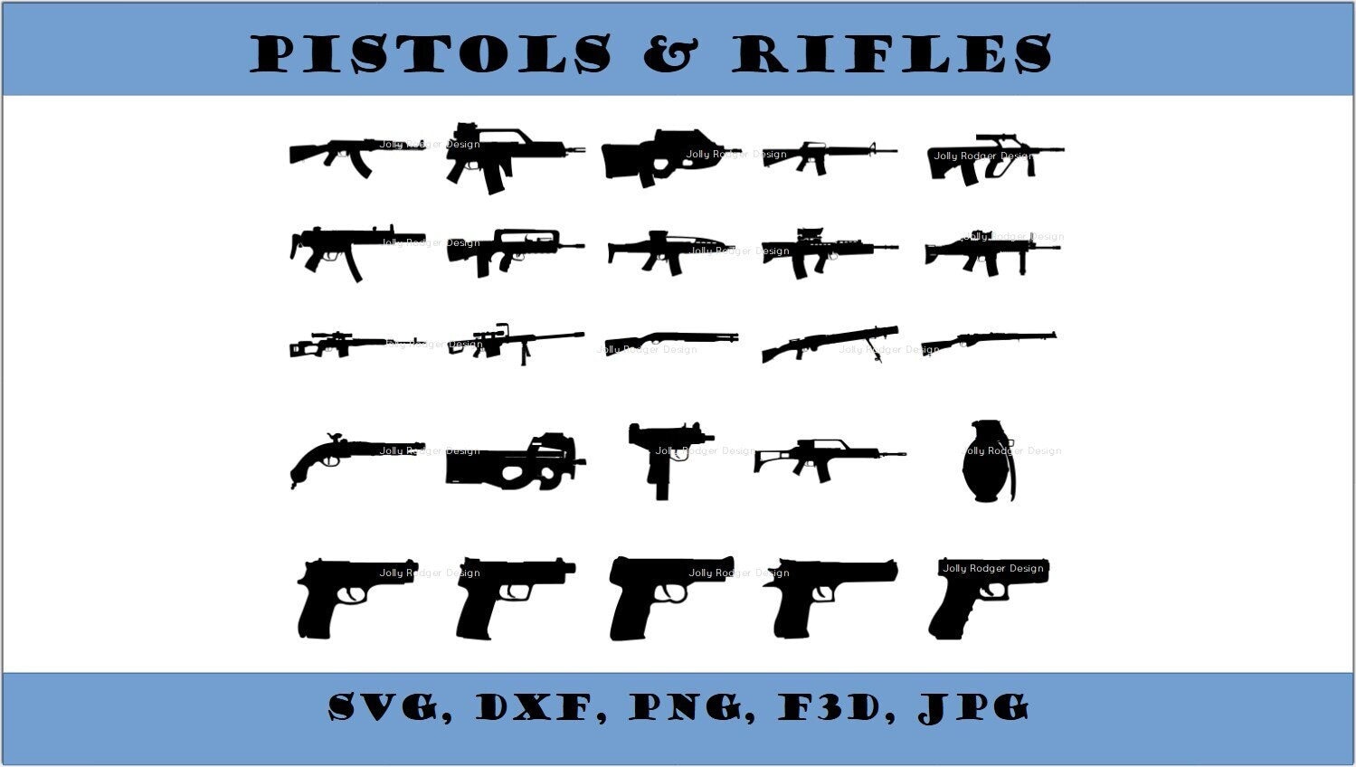 Guns and Rifles Vector Svg, Dxf, Png High Res, Jpg, Cricut & Silhouette ...